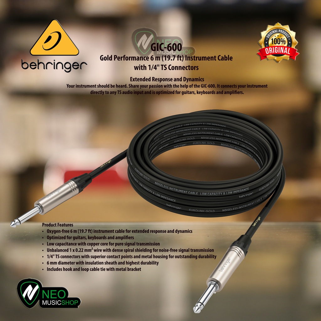 Jual Behringer GIC-600 Gold Performance 6 m (19.7 ft) Instrument Cable ...