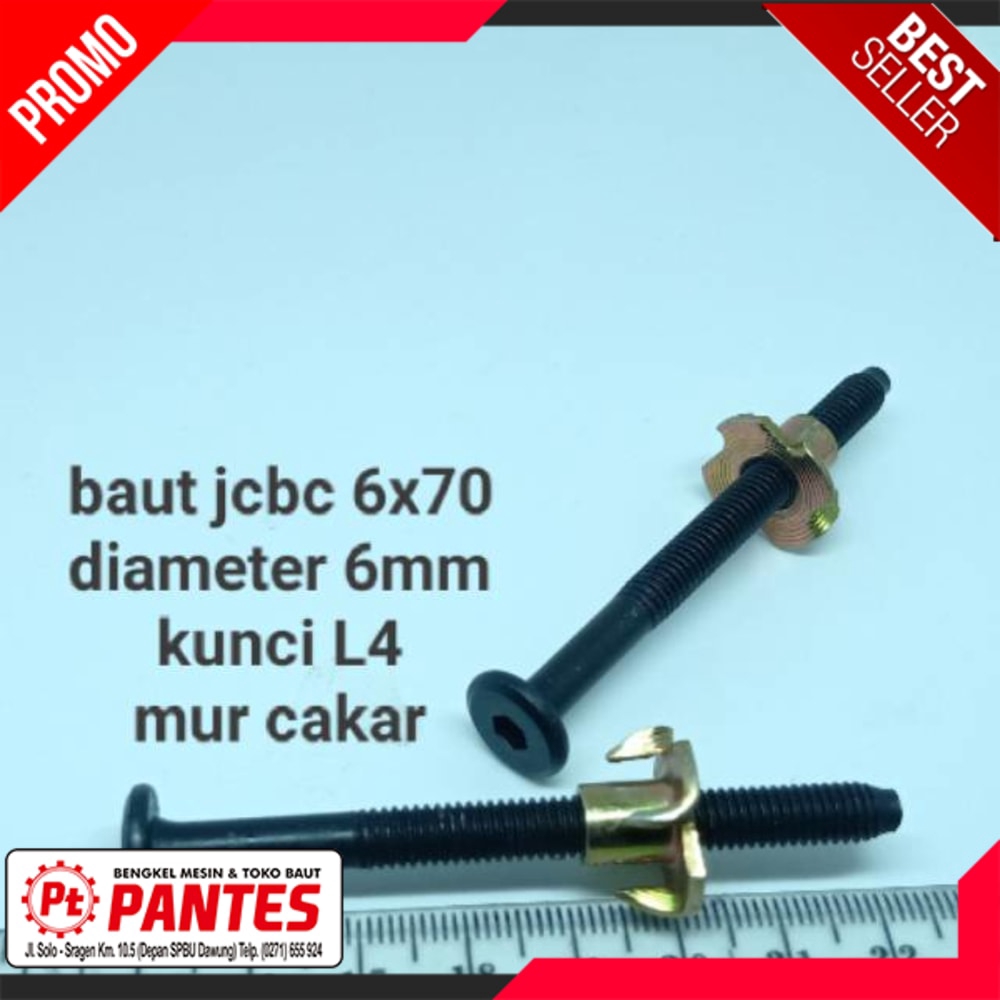 Jual BAUT JCBC 6X70 MUR CAKAR PANJANG 7CM KUNCI L4 BAUT KAYU KNOCKDOWN ...