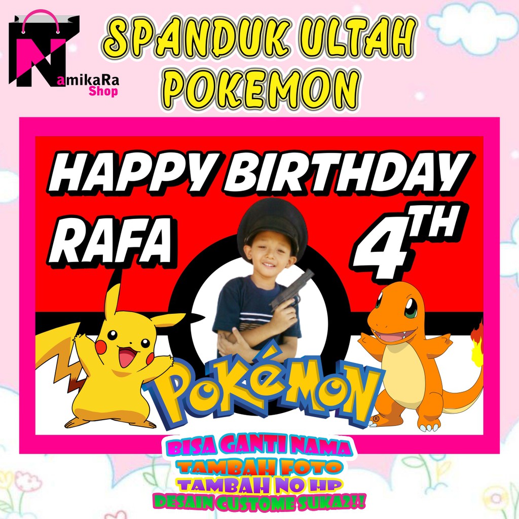 Jual Banner Spanduk Backdrop Happy Birthday Ulang Tahun Tema Pokemon ...