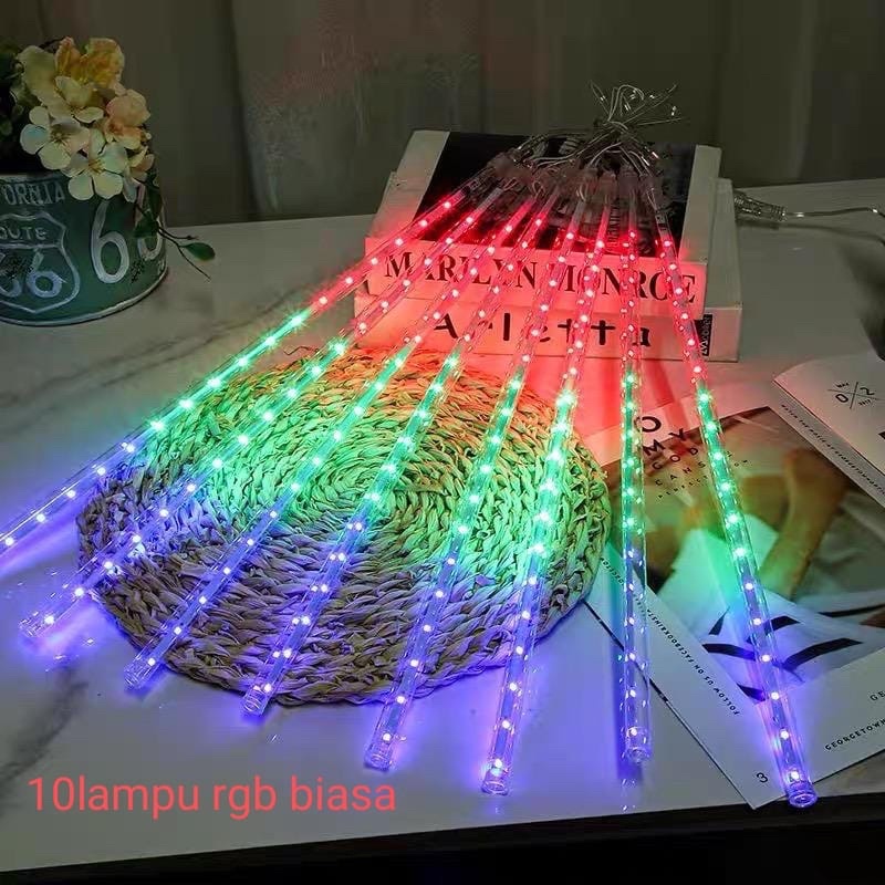 Jual lampu meteor led isi 10 batang/50cm /jatuh rain snow taman hias ...