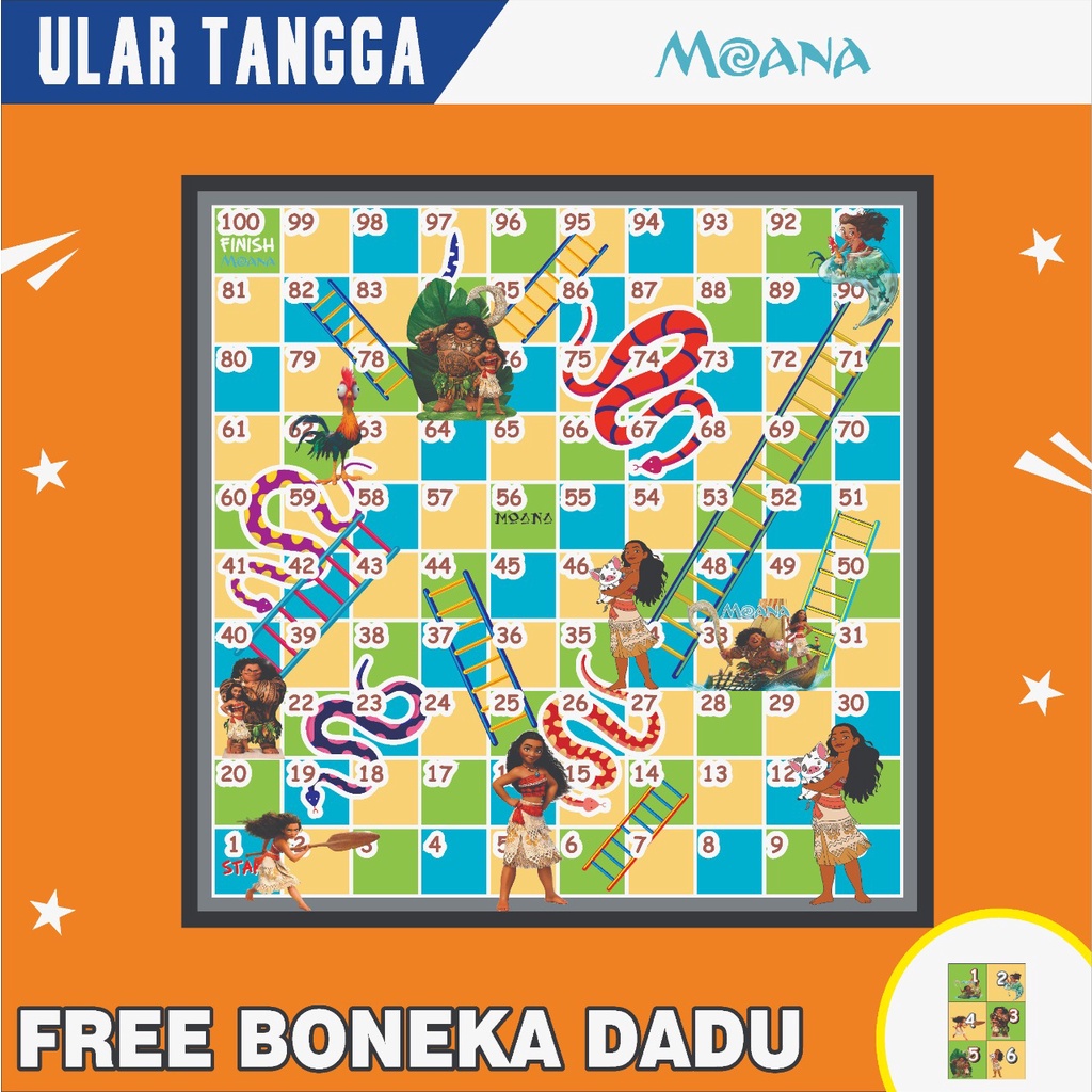 Jual ULAR TANGGA JUMBO MOANA FREE DADU / MAINAN EDUKASI ANAK FREE ...