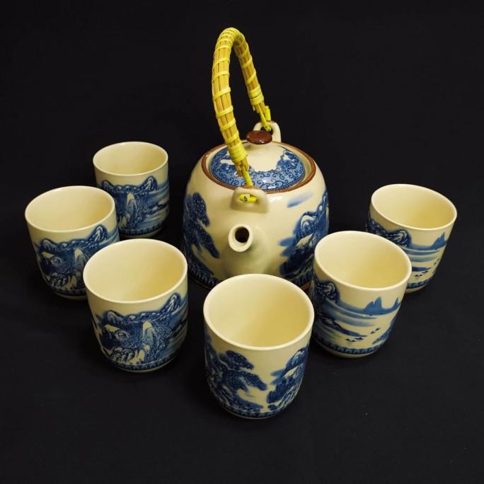 Jual Tea set Jepang Keramik Capodimonte, isi 8 pcs, motif bunga warna ...