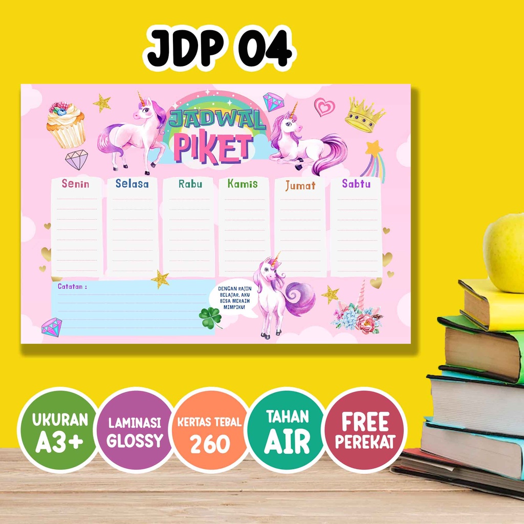 Jual Wipe And Clean Poster Jadwal Piket / Picket Schedule / Untuk Anak ...