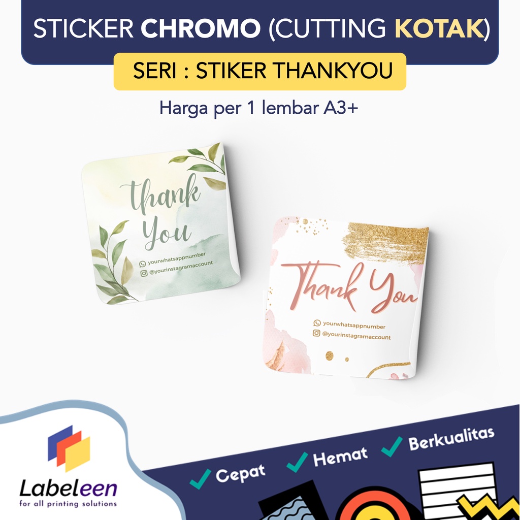 Jual Cetak Sticker Thank You Custom Chromo Cutting Kotak [HARGA PER A3 ...