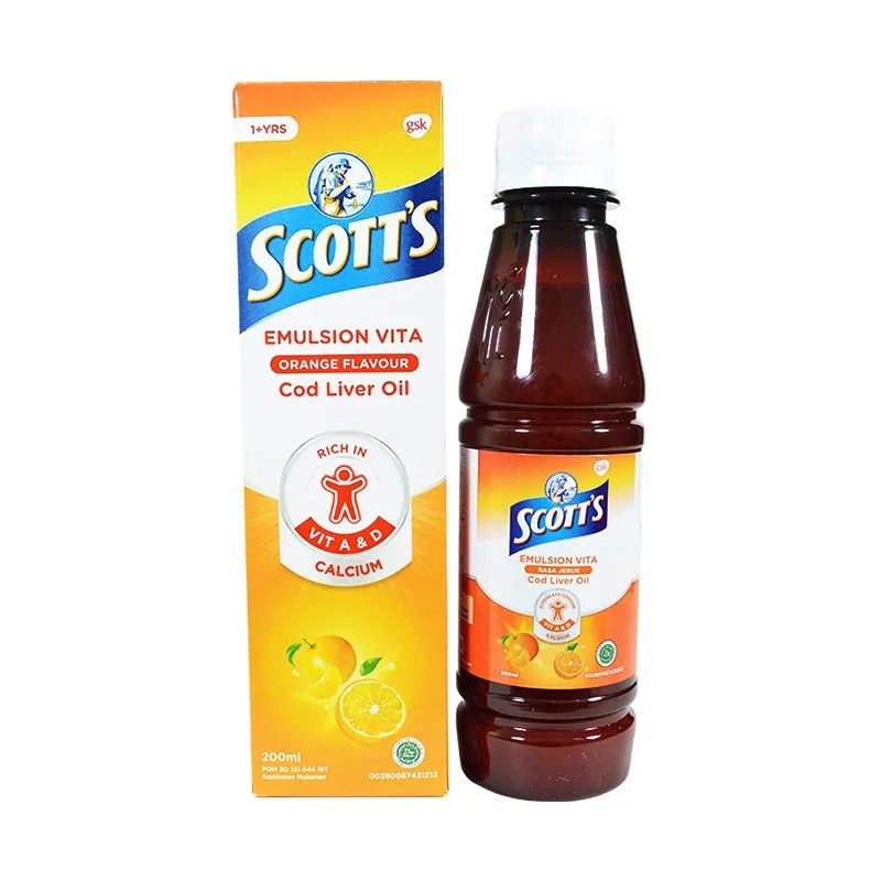 Jual SCOTT'S EMULSION VITA RASA JERUK MINYAK IKAN KOD VIT A & D 200 ML ...