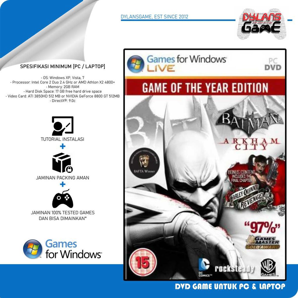 Jual BATMAN ARKHAM CITY GOTY PC GAMES DVD GAME LAPTOP GAME PC | Shopee ...