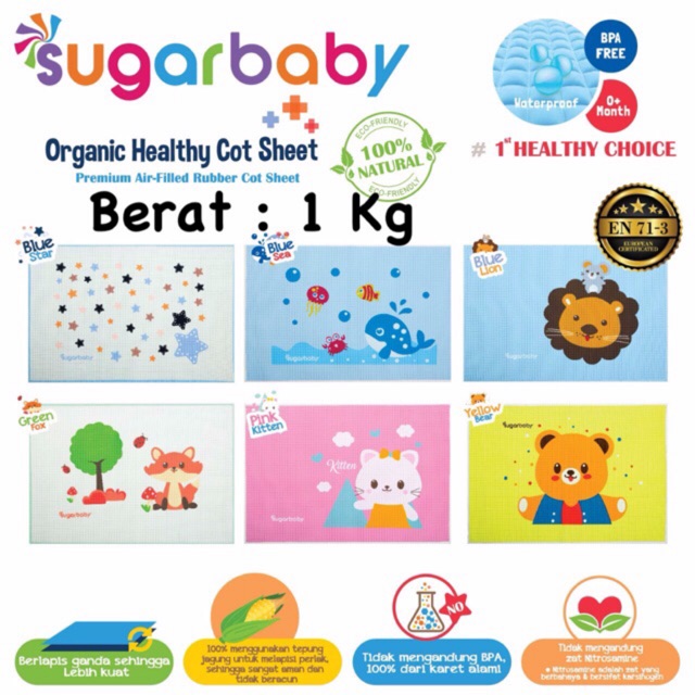 Jual Perlak Bayi Sugarbaby Perlak Karet Waterproof bahan organik/Perlak ...
