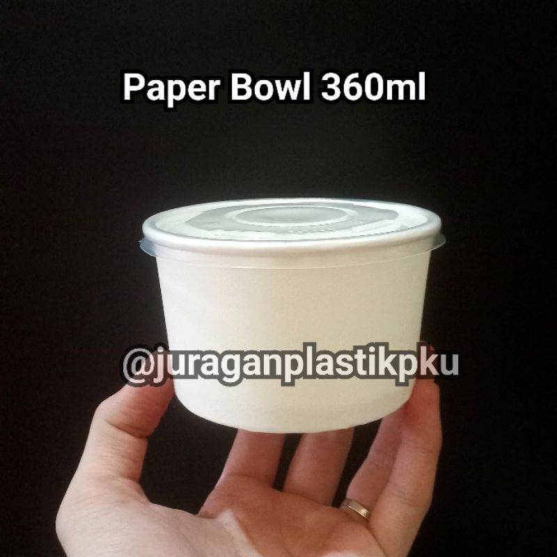 Jual Paper Bowl 360ml + Lid Putih | Mangkok Kertas 360 ml 12 oz Nasi ...