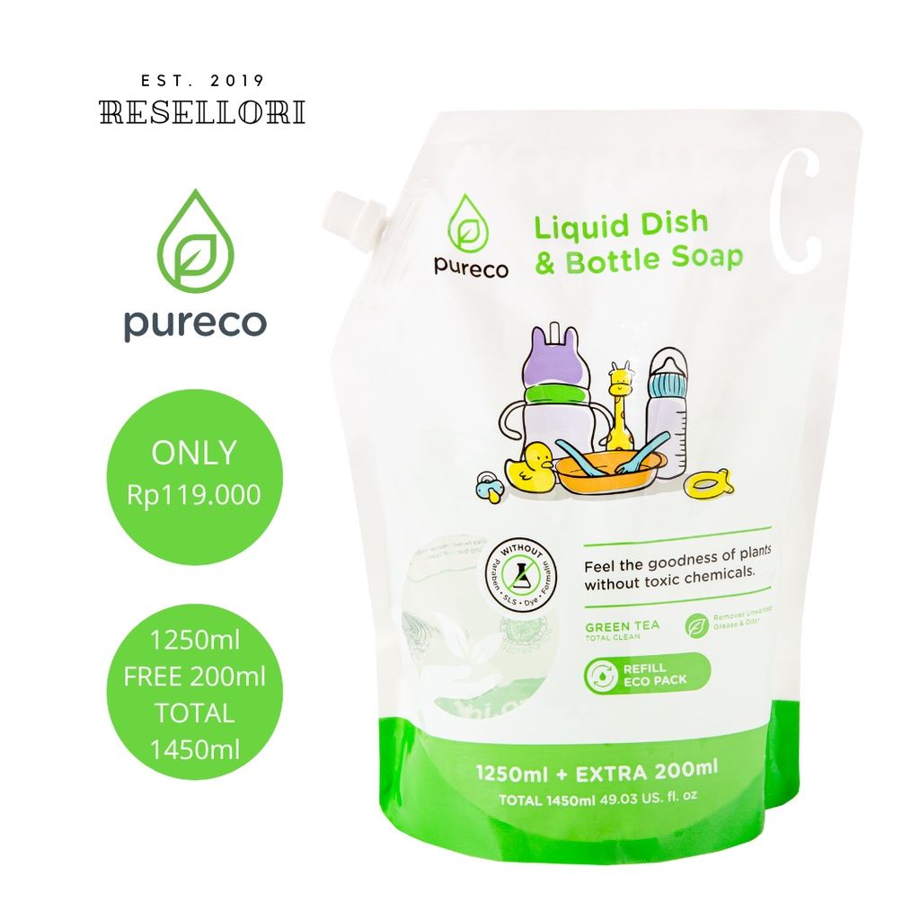 Jual Pureco Liquid Dish & Bottle Soap Refill Eco Pack 1450 ML | Shopee Indonesia