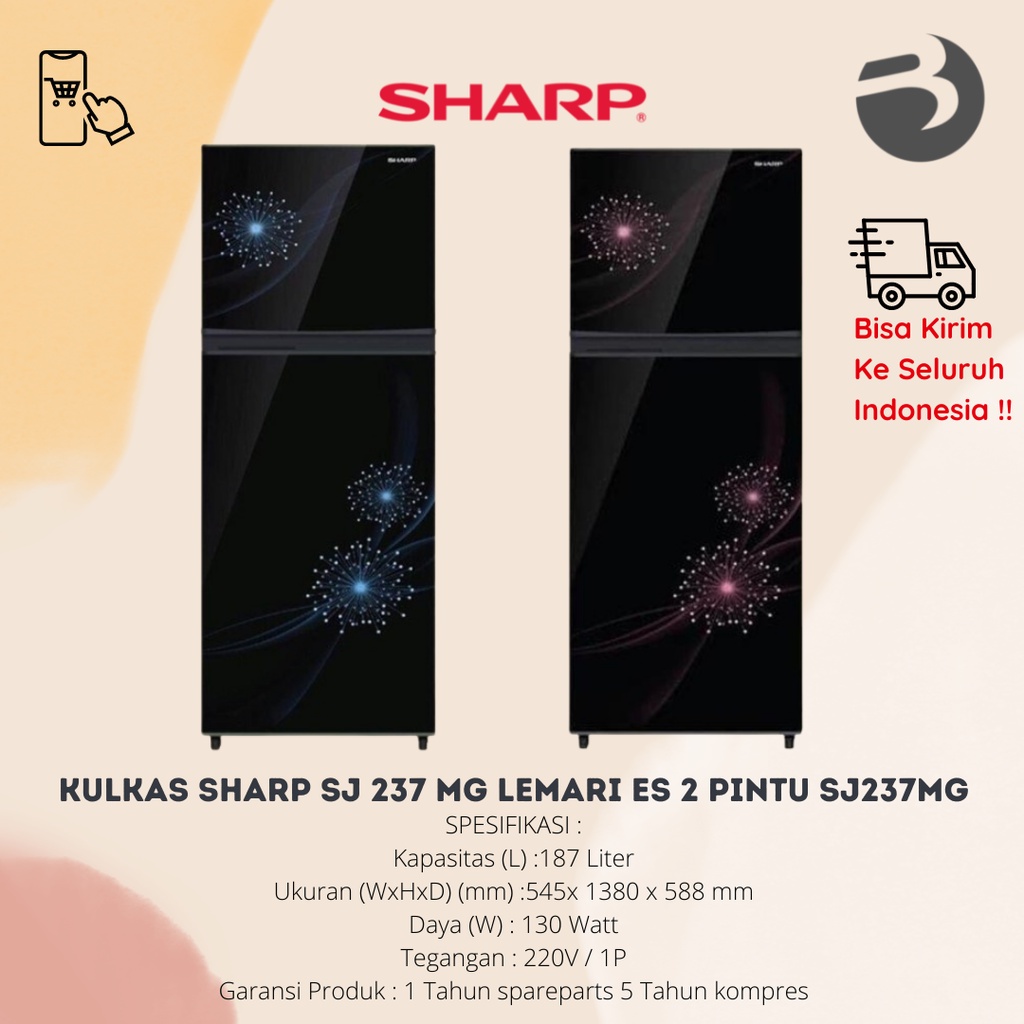 Jual KULKAS SHARP SJ 237 MG LEMARI ES 2 PINTU SJ237MG | Shopee Indonesia