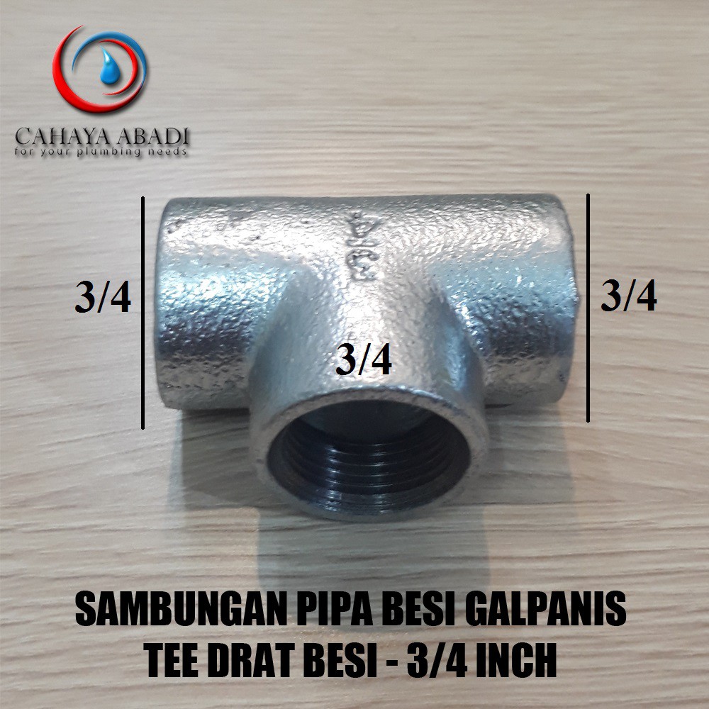 Jual TEE BESI 3/4 INCH - SAMBUNGAN PIPA BESI GALVANIS - GALUNGGUNG ...