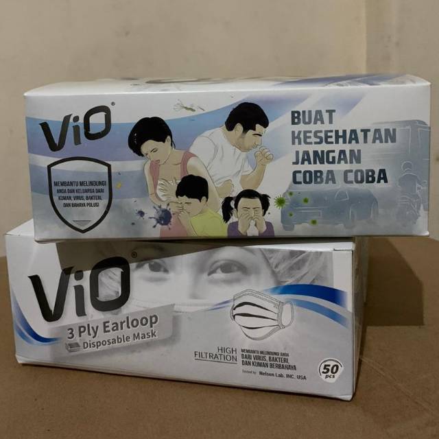 Jual Masker 3 ply Vio earloop isi 50 pcs | Shopee Indonesia