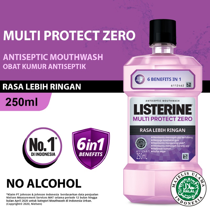 Jual Listerine Mouth Wash Multi Protect Zero 250 Ml | Shopee Indonesia