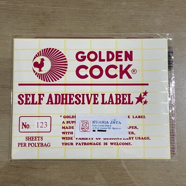 Jual GOLDEN COCK Label No. 123 - Self Adhesive Label 123 - Sticker ...