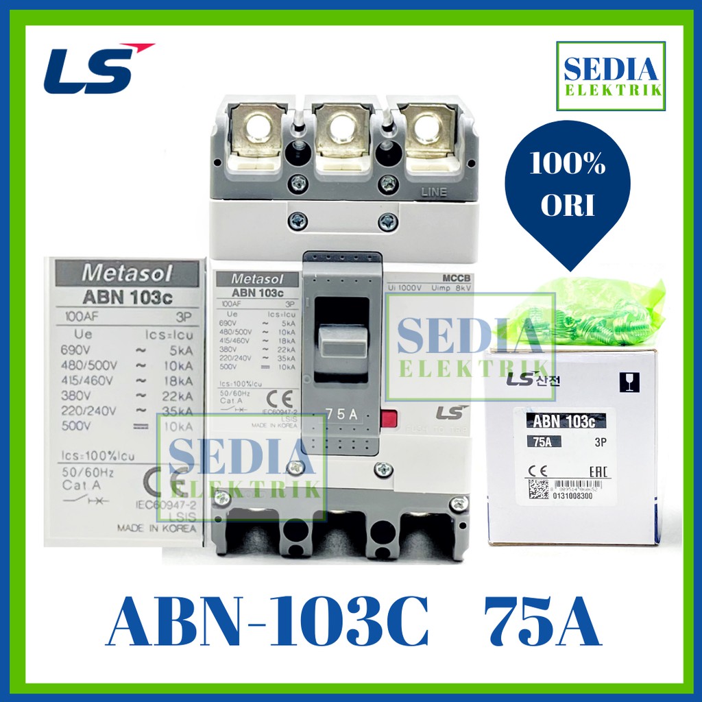 Jual LS MCCB MCB ABN-103C-75A 103C 75A ABN103C 3P | Shopee Indonesia
