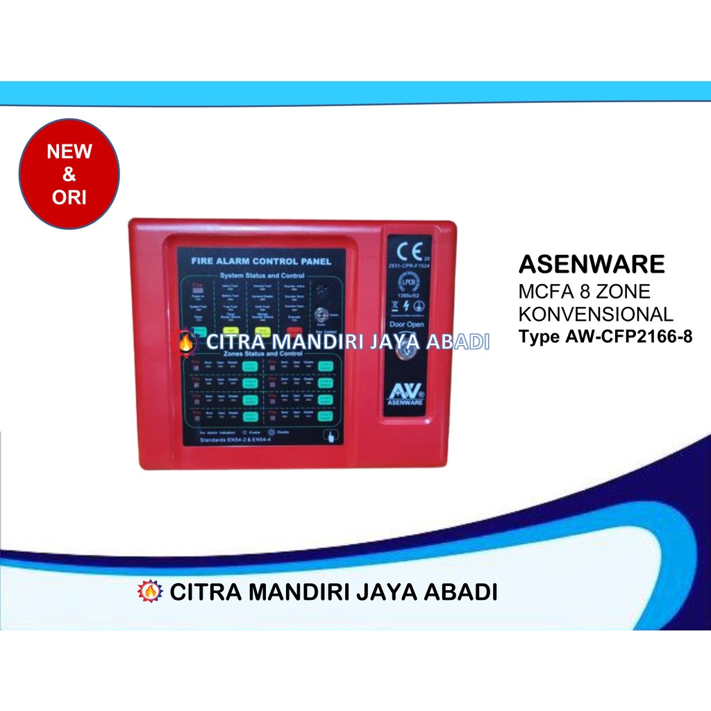 Jual MCFA 8 Zone ASENWARE Master Control Fire Alarm Panel - LPCB ...