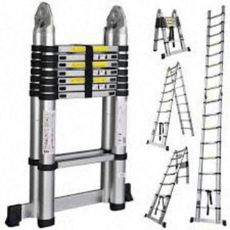 Jual Tangga lipat aluminium teleskopik 4m + 4m = 8m telescopic ladder ...