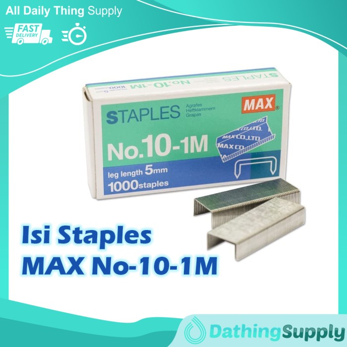Jual Isi Staples / Stapler Max No 10 Refill HD-10 1M (Kecil) | Shopee ...
