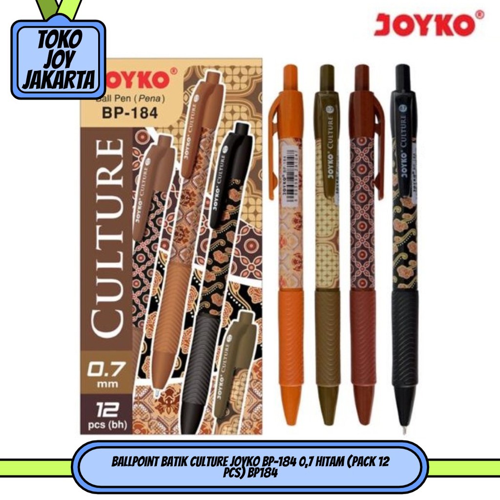 Jual Ballpoint Batik Culture Joyko BP-184 0,7 Hitam (Pack 12 Pcs) BP184 ...