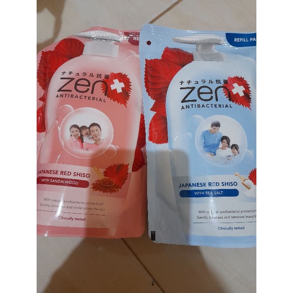 Jual sabun cair body wash zen refill 400 isi ulang antibacterial body ...