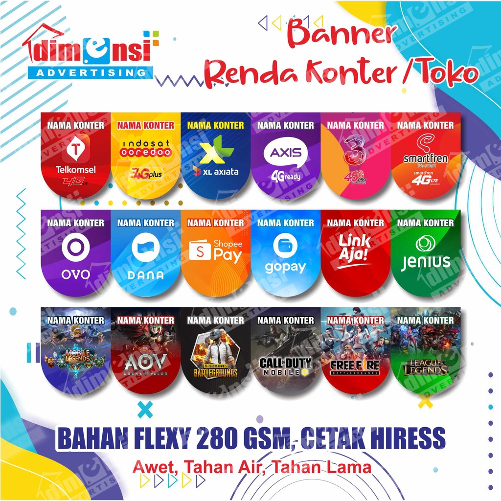 Jual Banner Renda Konter Murah / Flag Banner Murah / Spanduk Renda Konter - DIMENSI ADV | Shopee ...