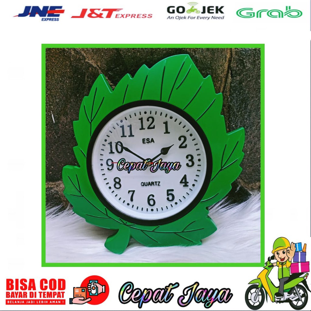 Jual Jam Dinding Motif Daun Hijau Cocok Untuk Ruangan Apa Saja Esa ...