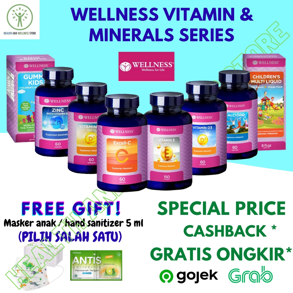Jual Wellness Vitamin Series Lengkap Vitamin C D3 E Omega Anak ...