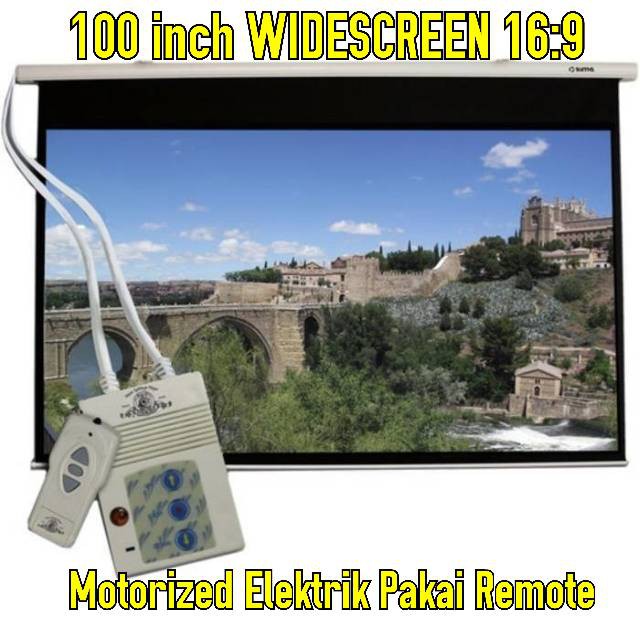 Jual Layar Proyektor Gantung Dinding Elektrik Motorized 100 Inch ...