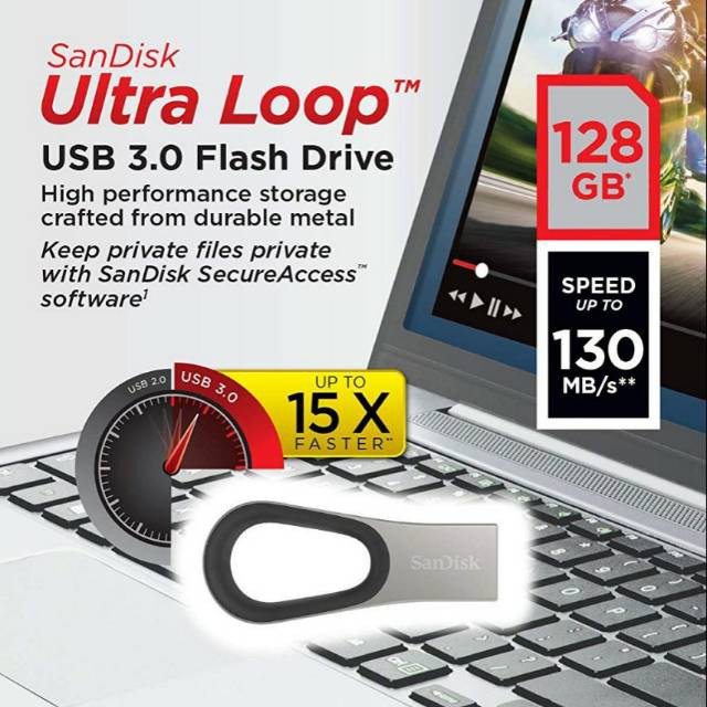 Jual SanDisk Ultra Loop USB 3.0 130MB/s Flashdisk CZ93 128GB | Shopee Indonesia