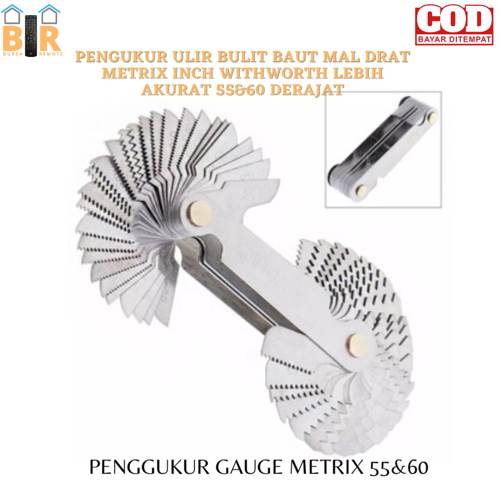 Jual Pengukur Ulir Bulir Baut Mal Thread Screw Drat Pitch Gauge 55 Dan ...