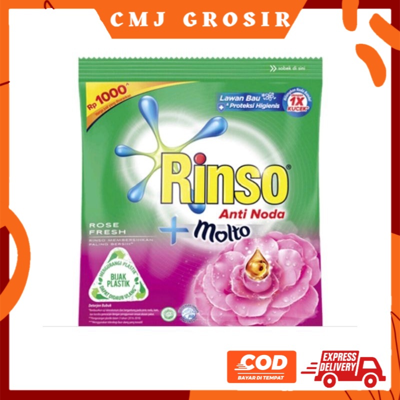 Jual DETERJEN RINSO BUBUK SACHET RENCENG NETTO 6'S / RINSO 1000 6 PCS ...