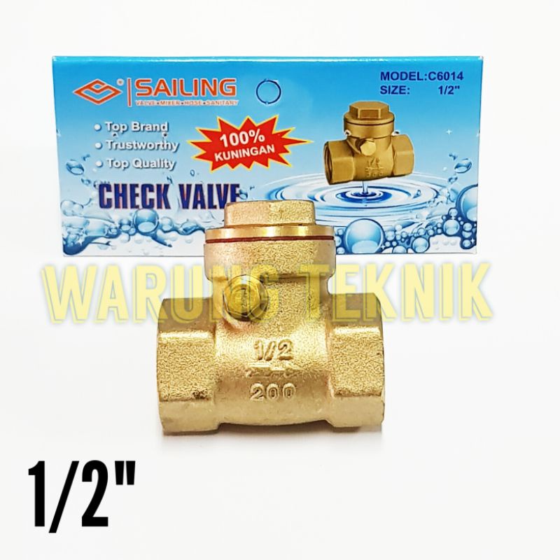 Jual SAILING CHECK VALVE KLEP TABOK 1/2" FULL KUNINGAN C6014 | Shopee ...