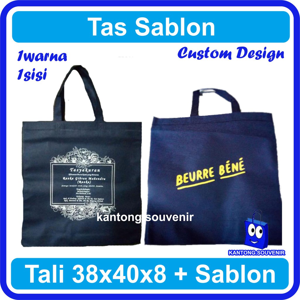 Jual Goodie bag promo tali ukuran 38x40x8 cm plus sablon | Shopee Indonesia