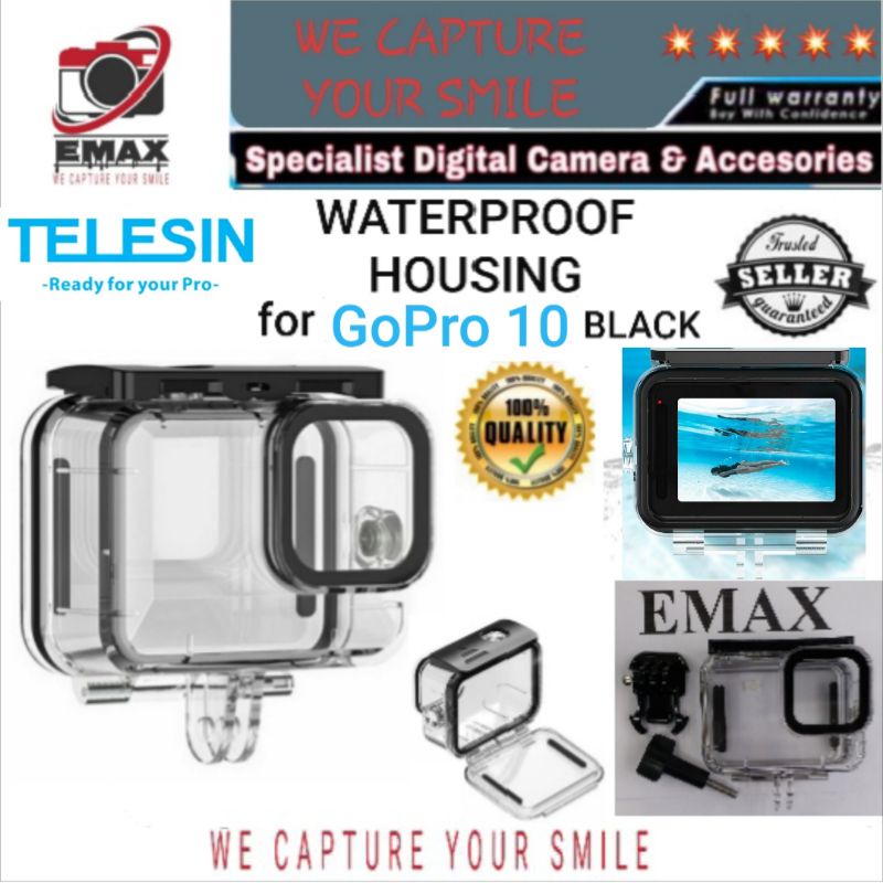 Jual TELESIN Waterproof Housing for GoPro HERO 10 / 9 Black Underwater ...