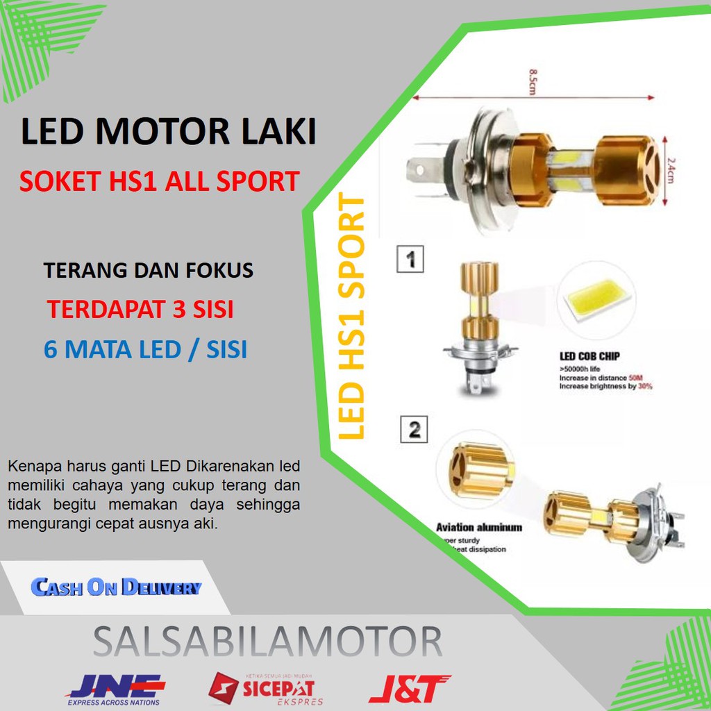 Jual LAMPU UTAMA LED MOTOR 3 SISI H4 HK 12 TITIK LAMP FOR VIXION ...