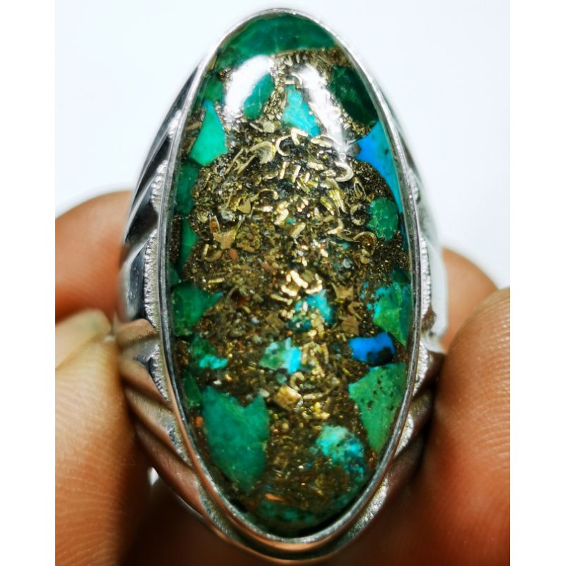 Jual Batu akik natural pirus Persia urat emas super hq | Shopee Indonesia