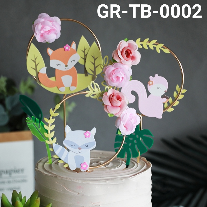 Jual GR-TB-0002 Cake topper hiasan kue besi bunga tupai musang hutan | Shopee Indonesia
