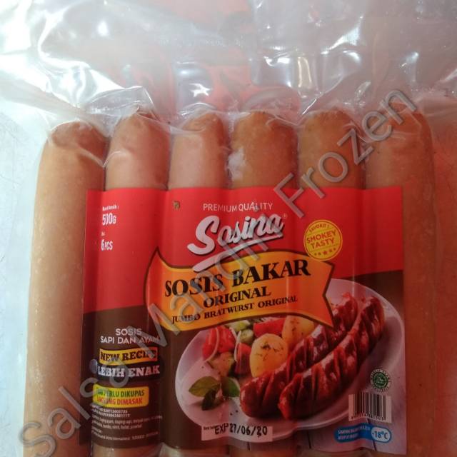 Jual Sosis Sapi Bratwurst Original Sosina Jumbo 500gr isi 6pcs | Shopee ...