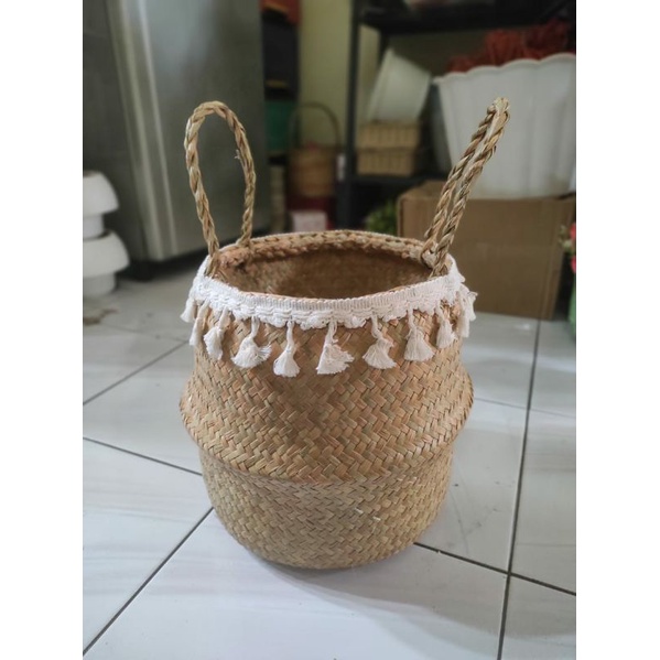 Jual cover pot purun uvo / bely purun pot anyam belly tasel renda ...