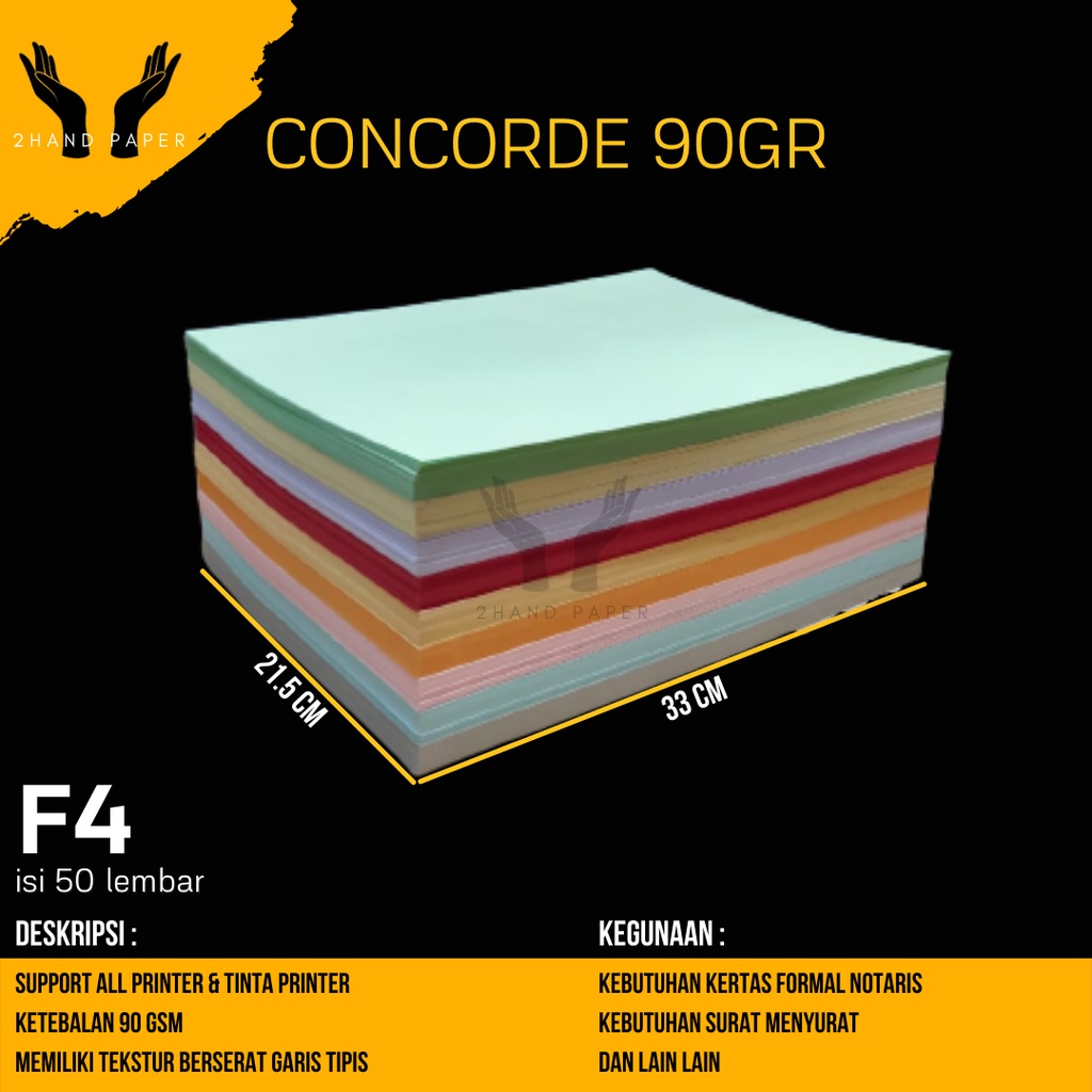 Jual Kertas Concorde F4 90gr isi 50 lembar / Kertas Concorde F4 90gr ...
