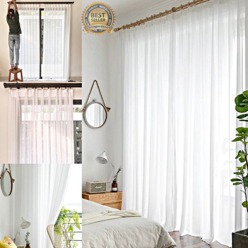 Jual Gorden Jendela Vitrase Polos Bahan Poil Arna Arna Putih Tulang ...