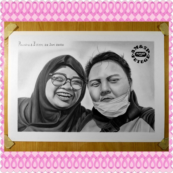 Jual Lukissketsa Couple2 Wajah Hitam Putih A3 30 X 42cm Shopee Indonesia