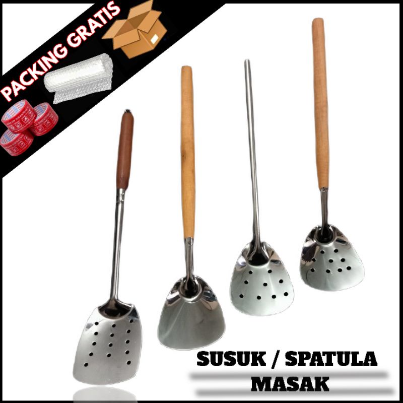 Jual Spatula masak / sodet susuk Sutil Gagang 37 cm kayu stenlis ...