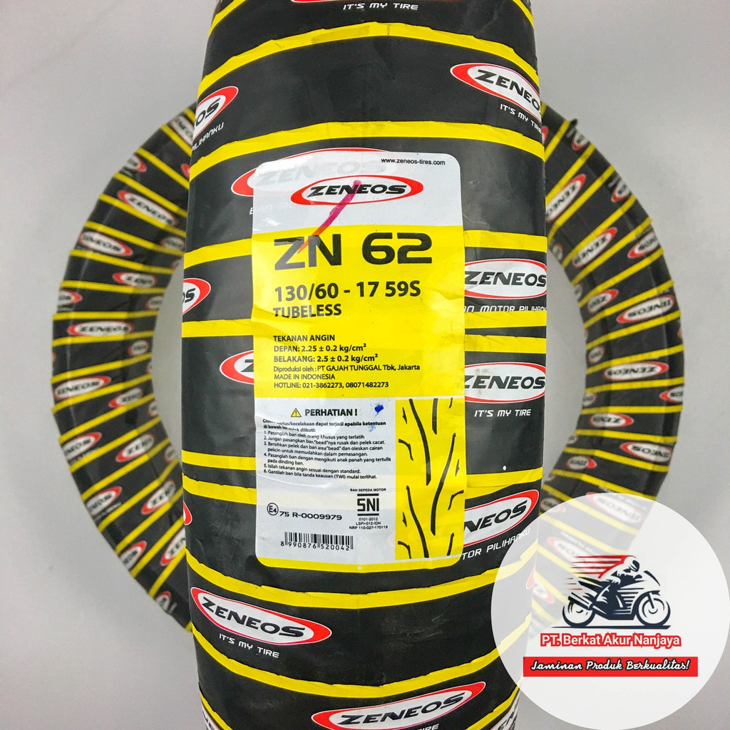 Jual Zeneos ZN62 130/60-17 Ban Motor Sport Tubeless BONUS Pentil ...