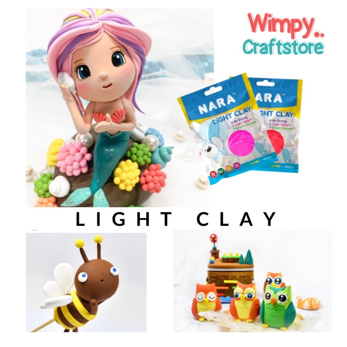 Jual NARA Light Clay Air Dry Clay Jumping Clay Iclay Modelling Clay ...