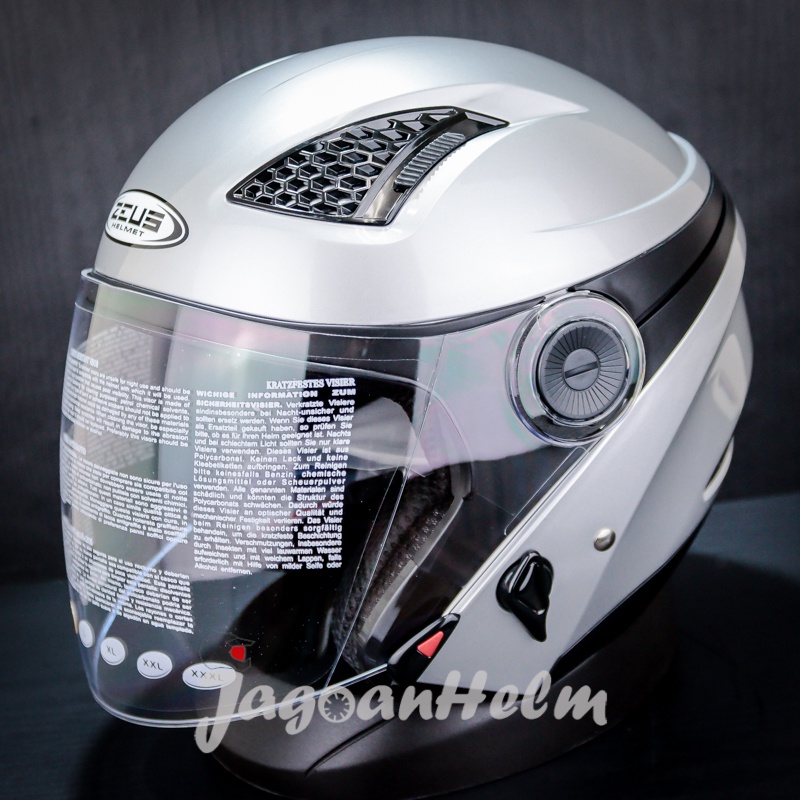 Jual ZEUS Helm ZS610 | SILVER METALIC | SOLID ZS 610 Double Visor ...