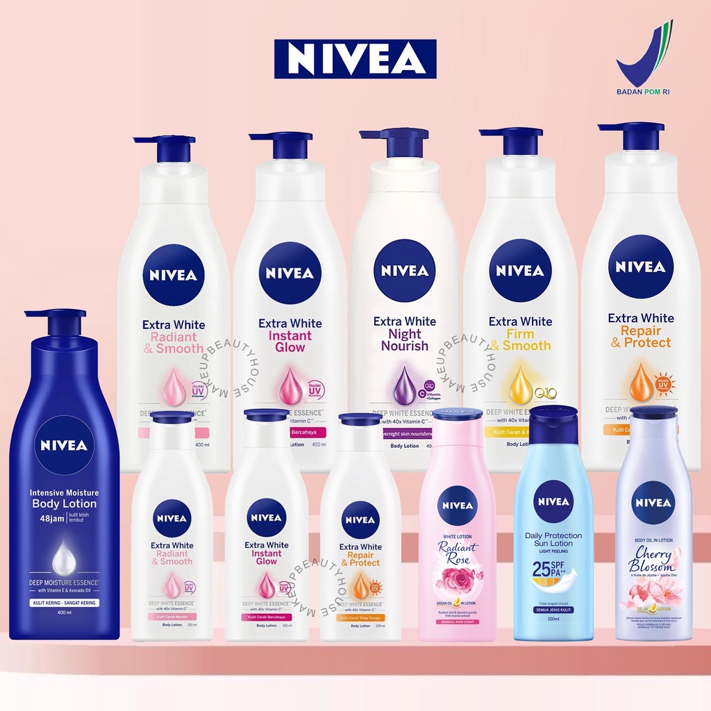 Jual NIVEA Body Lotion 100ml/ 200ml/ 400ml - Extra White | Intensive ...