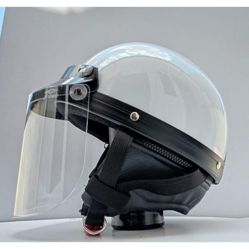 Jual Helm Chips Cetok Bogo Retro Putih Glossy-Helm Chips Bogo setengah ...