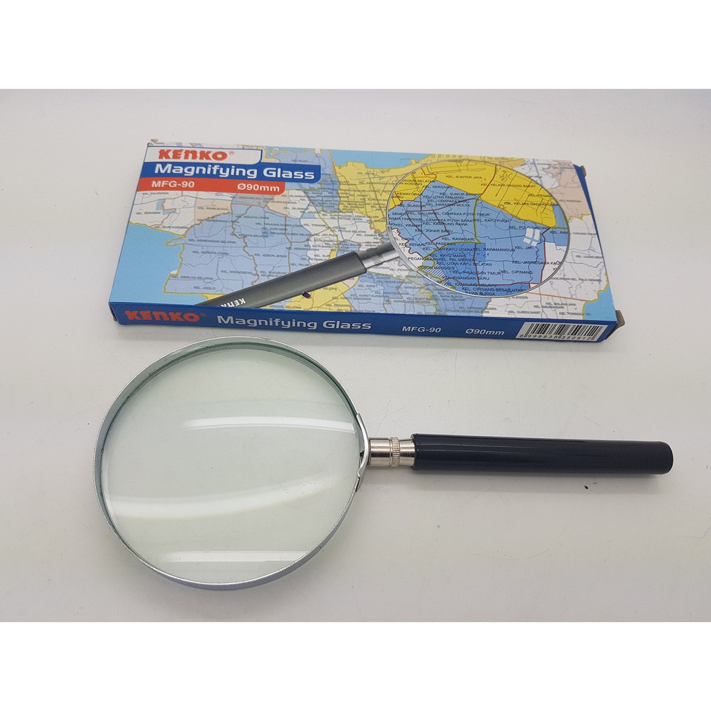 Jual LUP UKURAN BESAR 90mm FRAME BESI MERK KENKO MAGNIFYING GLASS ...
