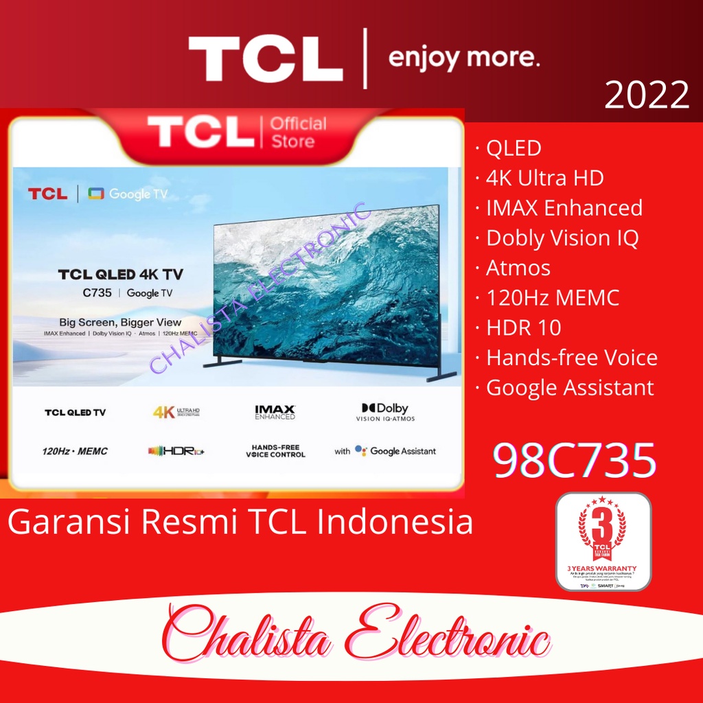 Jual TCL 98C735 QLED 98 inch UHD 4K SMART LED TV Dolby Atmos ONKYO C735 ...